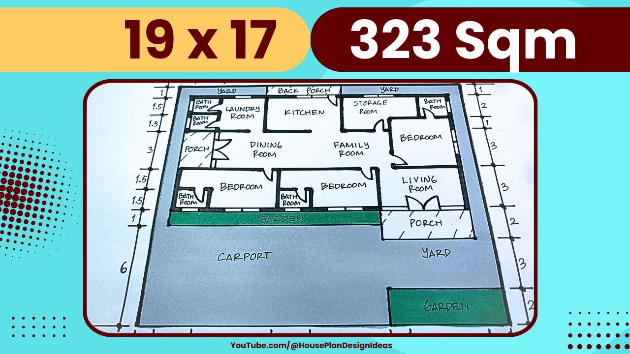 323 square meter House Plan Design 19x17 meters 3 Bedroom - YouTube