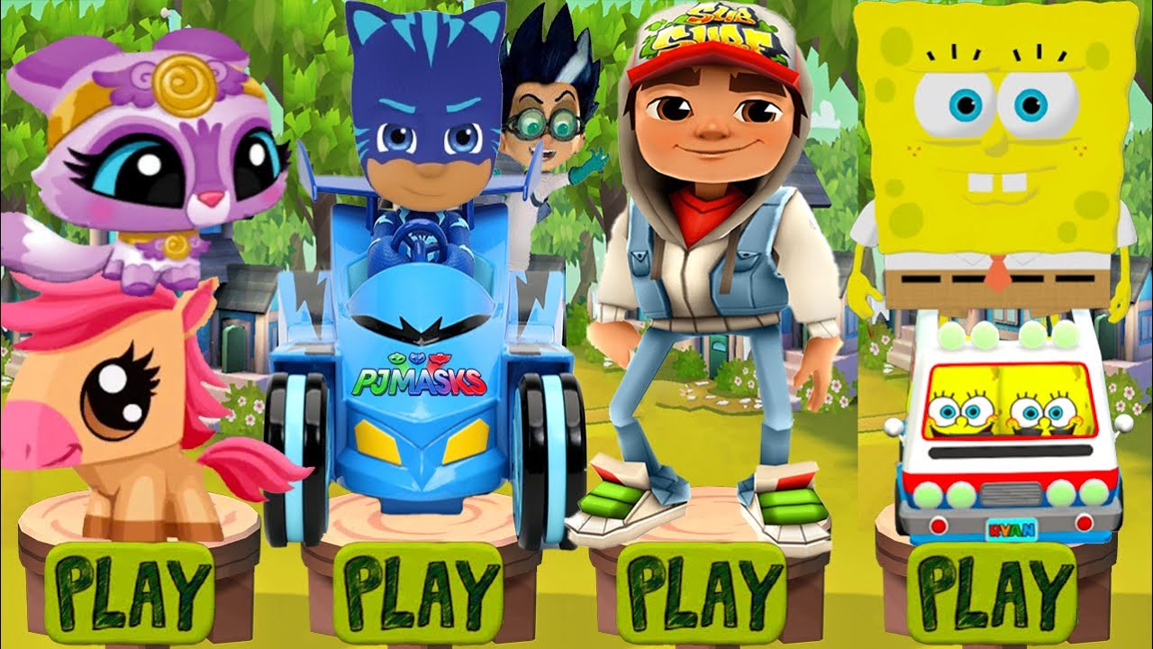 Subway Surfers vs SpongeBob Run vs Pj Masks Heroes Catboy vs Dash Tag ...
