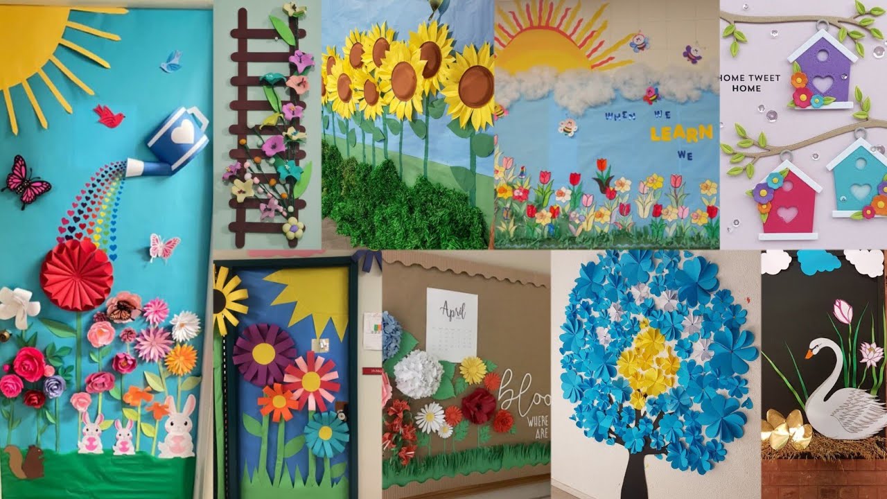 Preschool Paper flowers decoration ideas |Spring season decoration ...