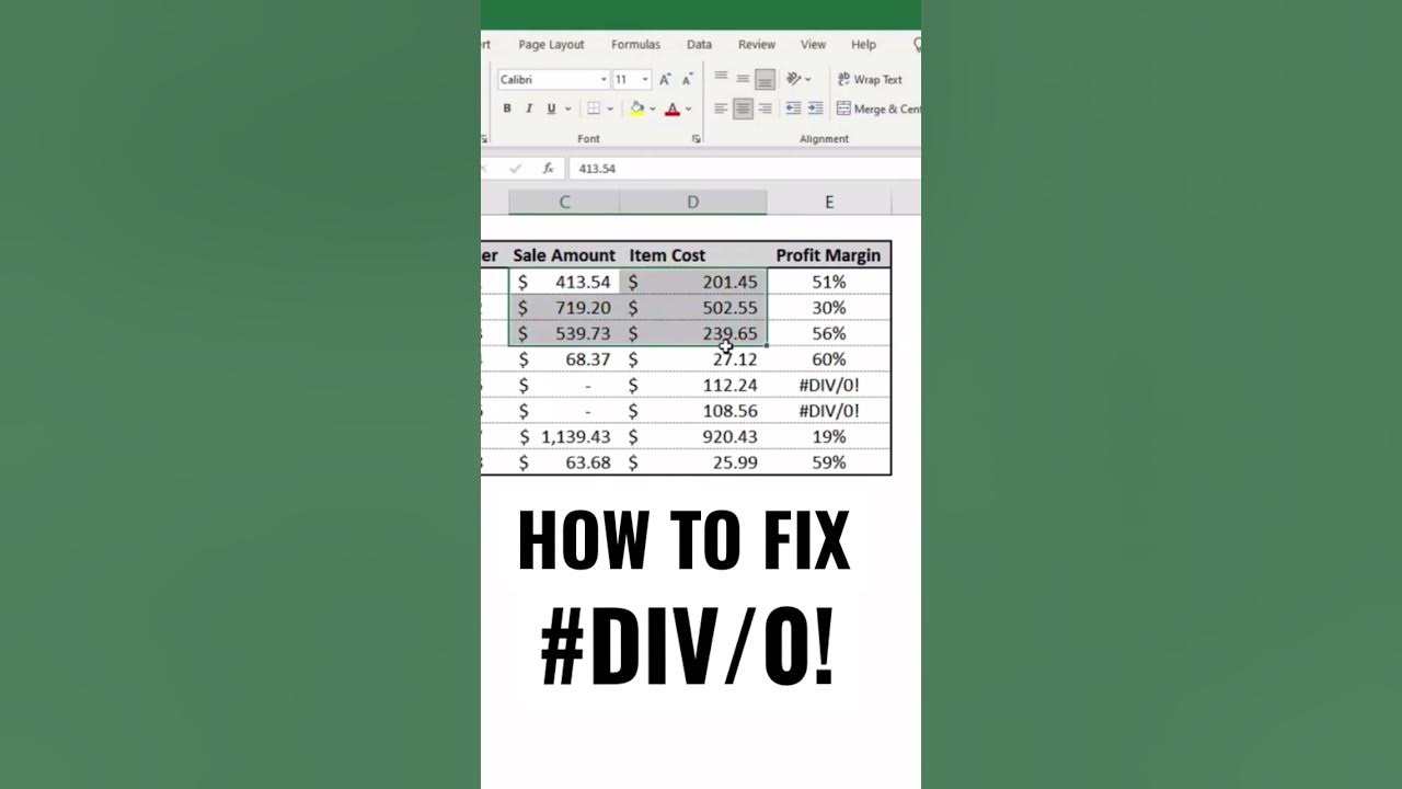 How to Fix #DIV/0 Error in Excel - YouTube