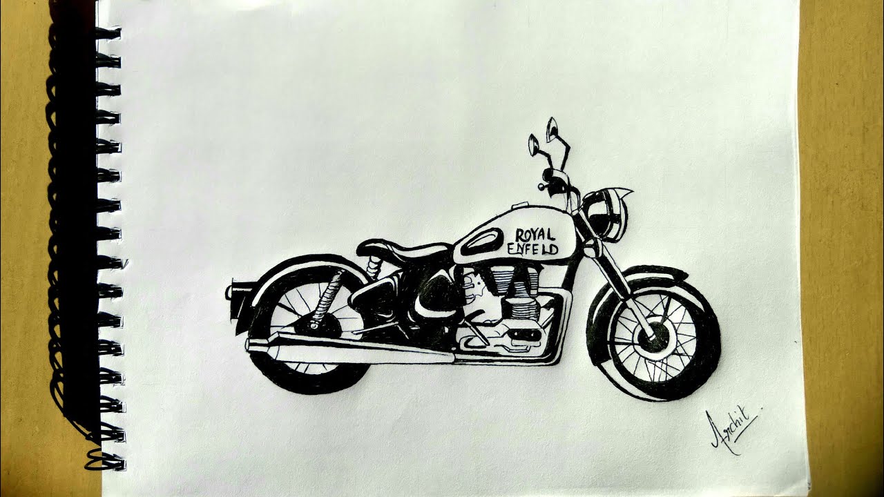 Royal Enfield Bullet Bike Drawing Easy. 💕X Ax up an Down instrument ...