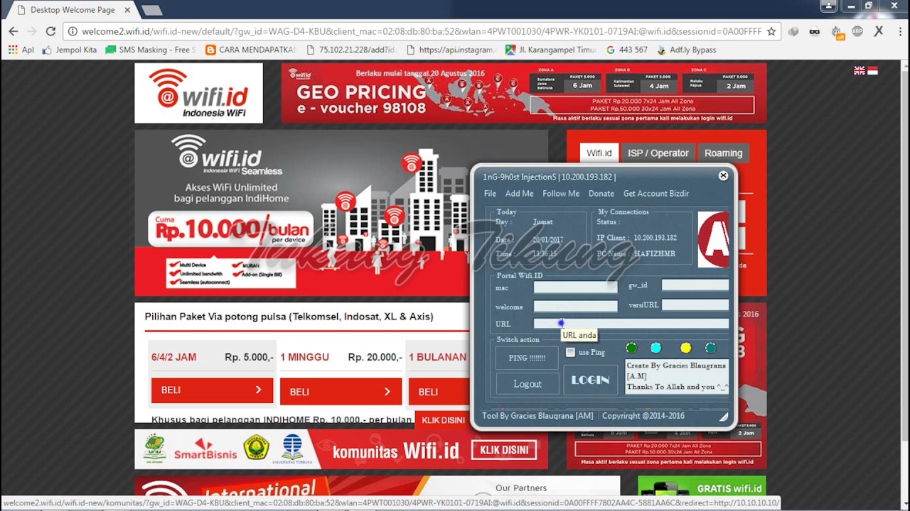 CARA LOGIN @WIFI.ID TERBARU JANUARI 2017 WORK 100% - YouTube