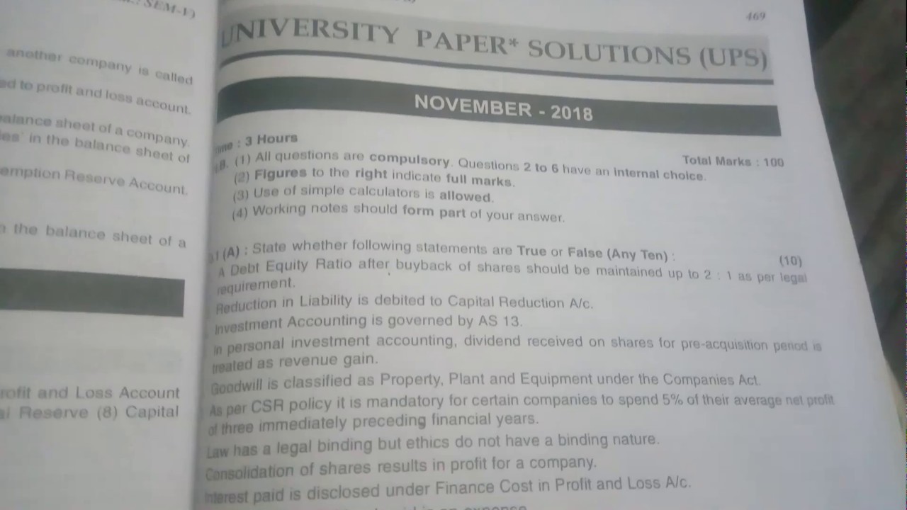 Tybcom Sem 5 financial accounting 2018 exam paper - YouTube