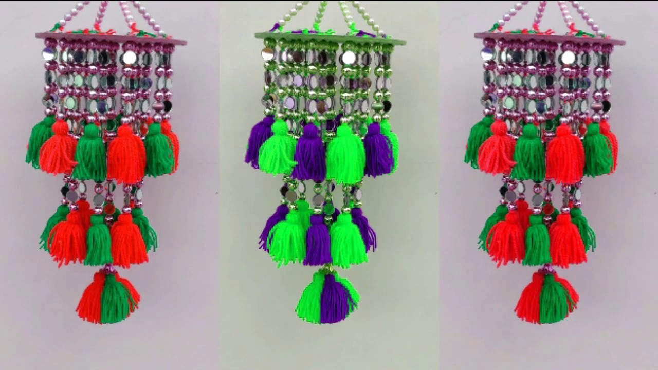 BEAUTIFUL JHUMAR CRAFT WITH WOOLEN \\ घर पर ही बनाये ऊन से सुन्दर झूमर ...