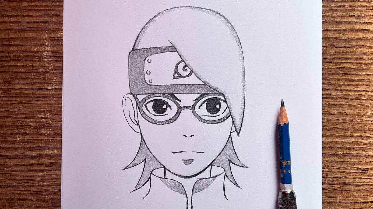 Easy anime sketch | how to draw Sarada Uchiha step-by-step | Drawing ...