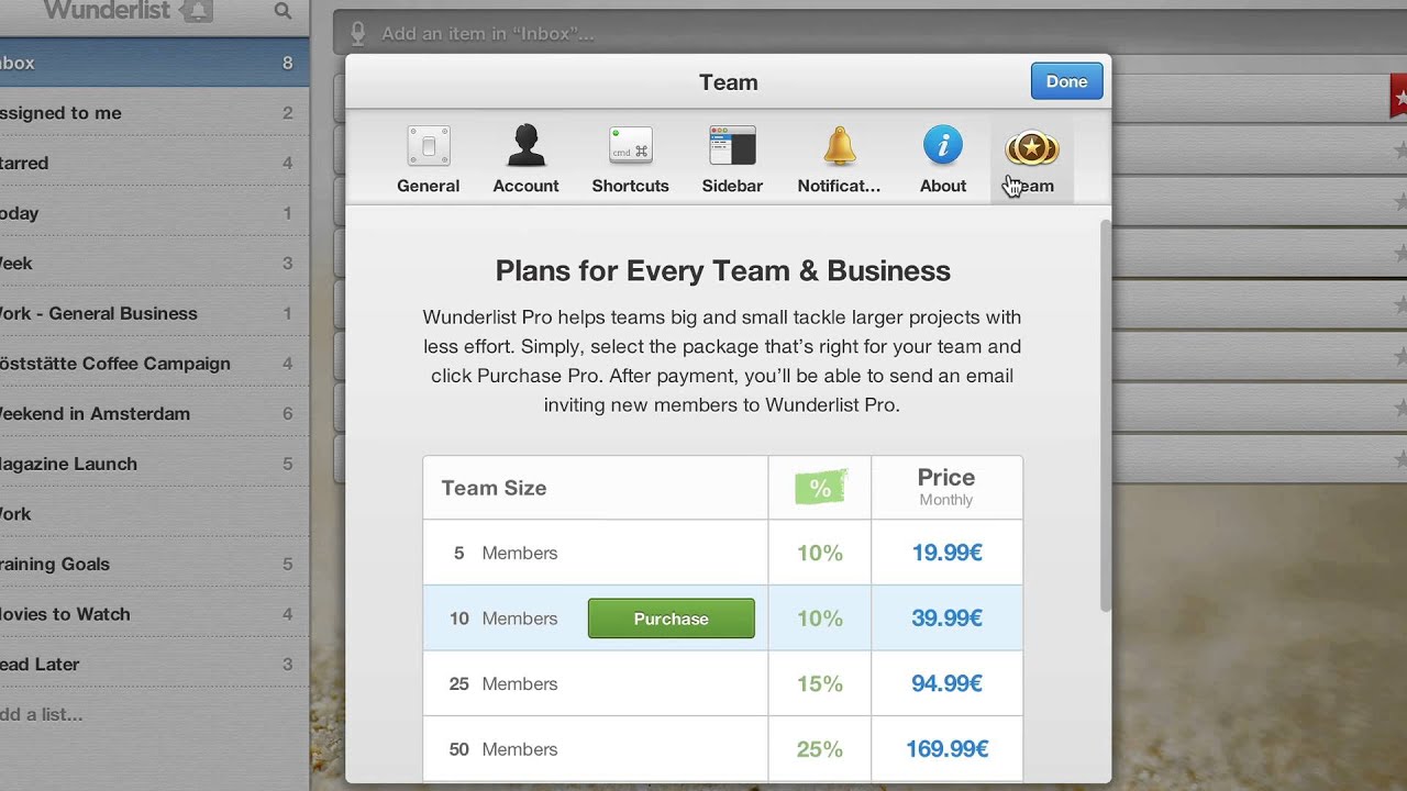 Getting Started with Wunderlist Pro for Teams & Business - YouTube
