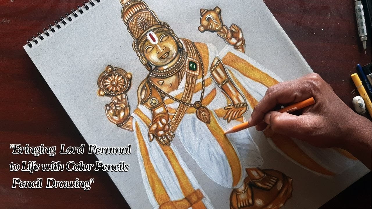 "Divine Art: Perumal in Color Pencils | Detailed Tutorial" - YouTube