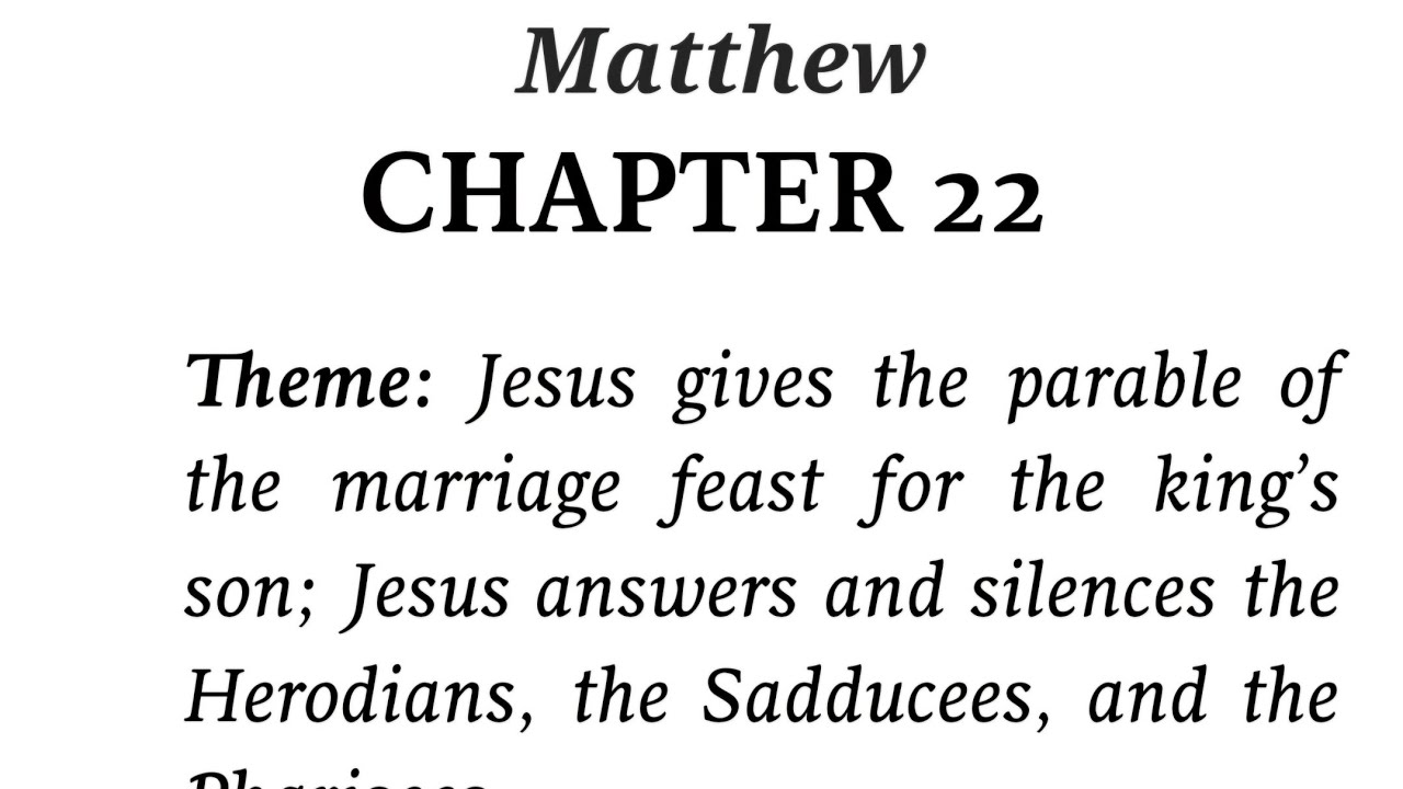 Matthew Chapter 22 (Bible Study) - YouTube