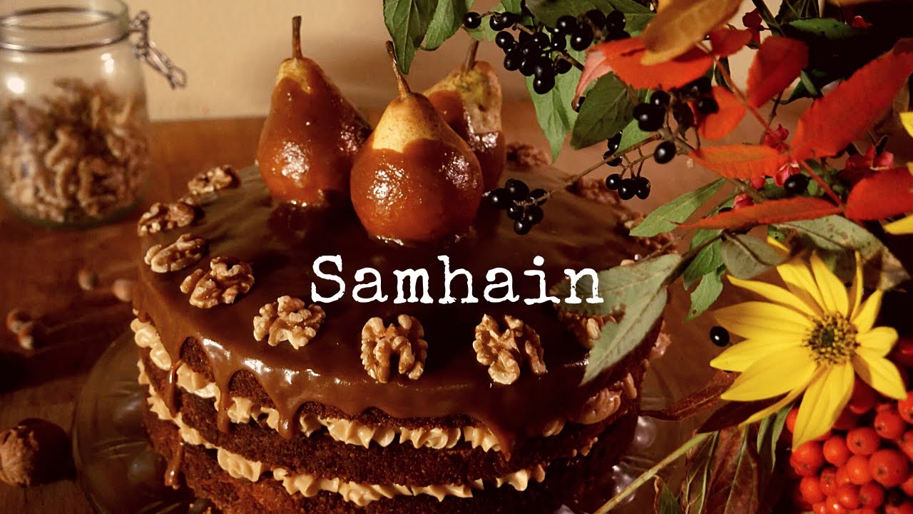 SAMHAIN CAKE recipe | Salted caramel pear & nut cake - YouTube
