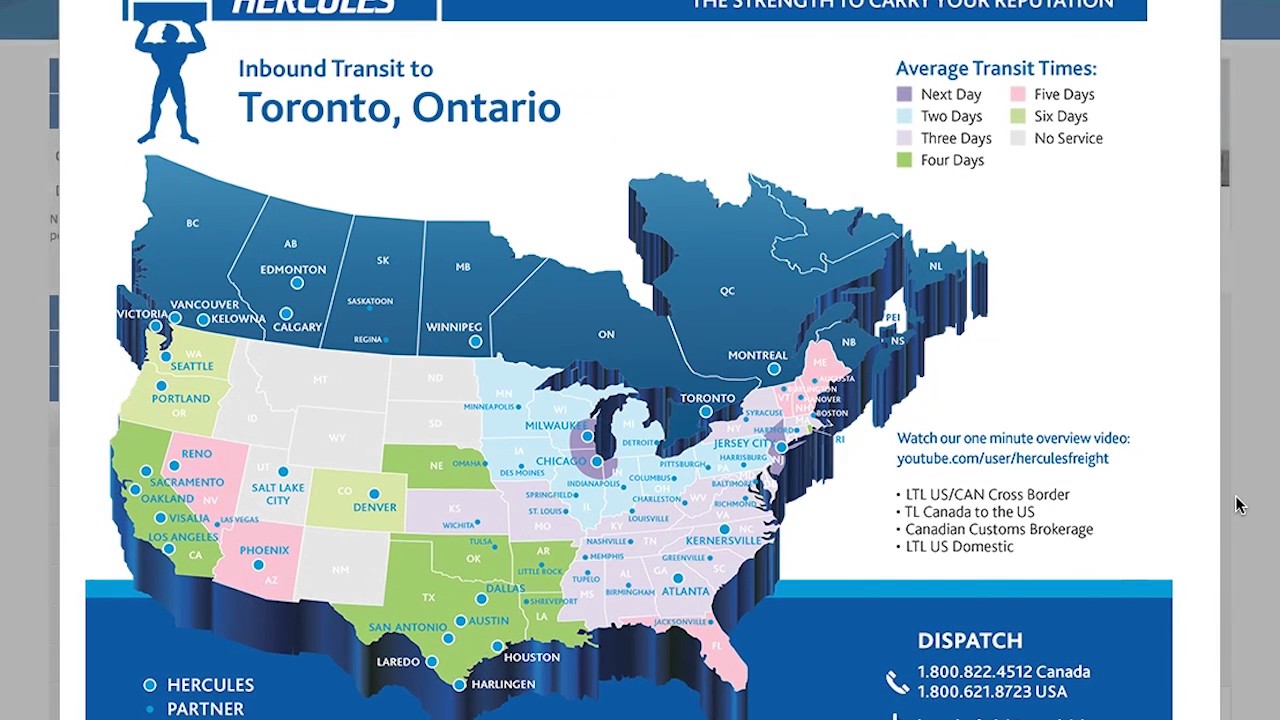 Hercules website getting transit times - YouTube