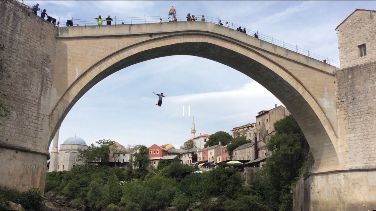 Mostar Bridge jump in Bosnia:) - YouTube