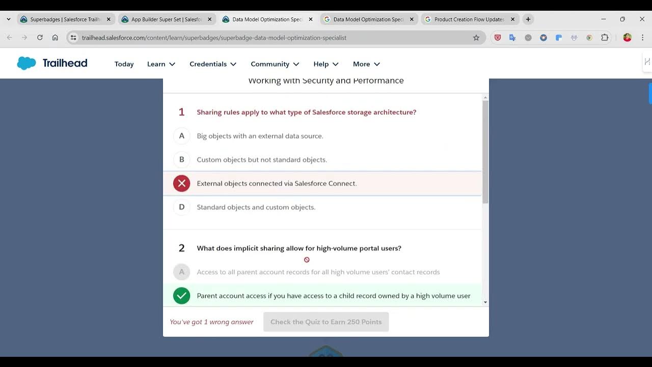Data Model Optimization Specialist Superbadge || Quiz Answers || Superbadge || Salesforce - YouTube