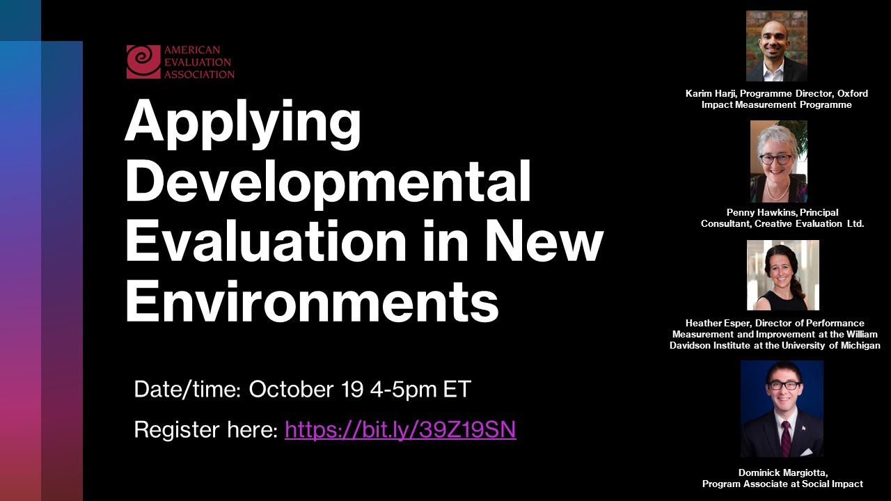 2021 AEA SIM TIG Webinar Applying Developmental Evaluation in New ...