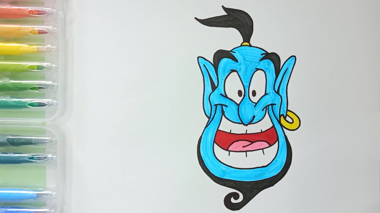 How to draw Genie from the cartoon Disney’s The Aladdin - YouTube