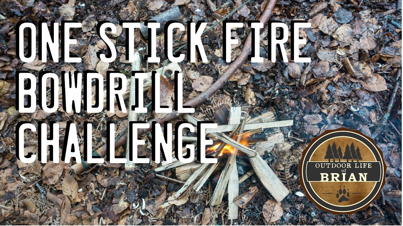 One Stick Fire Bowdrill Challenge Rain Storm - YouTube