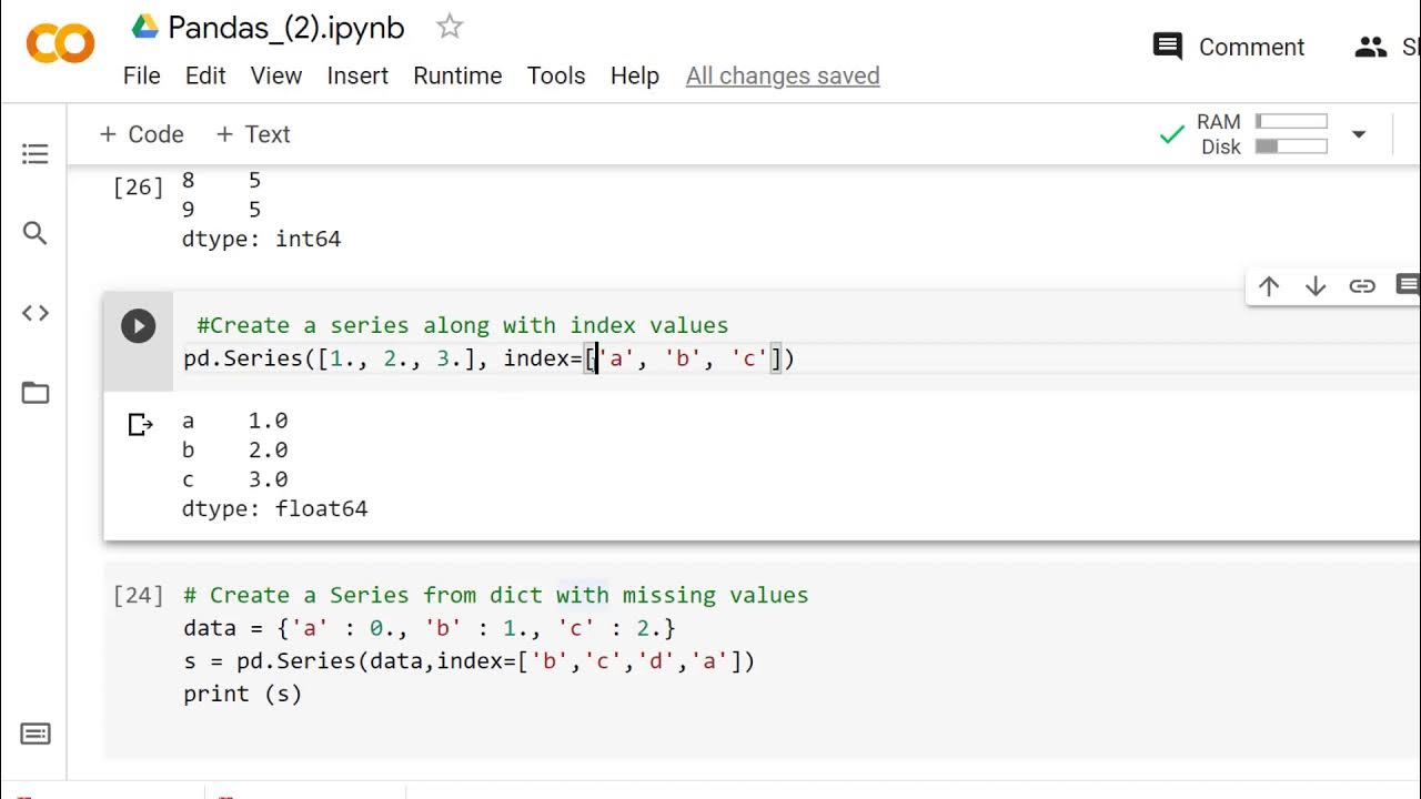 Pandas Series Data structure: Creation and accessing - YouTube