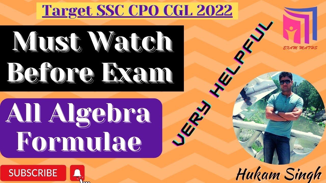 Algebra Formulae | Algebra for SSC CGL | Algebra for SSC CPO 2022 - YouTube