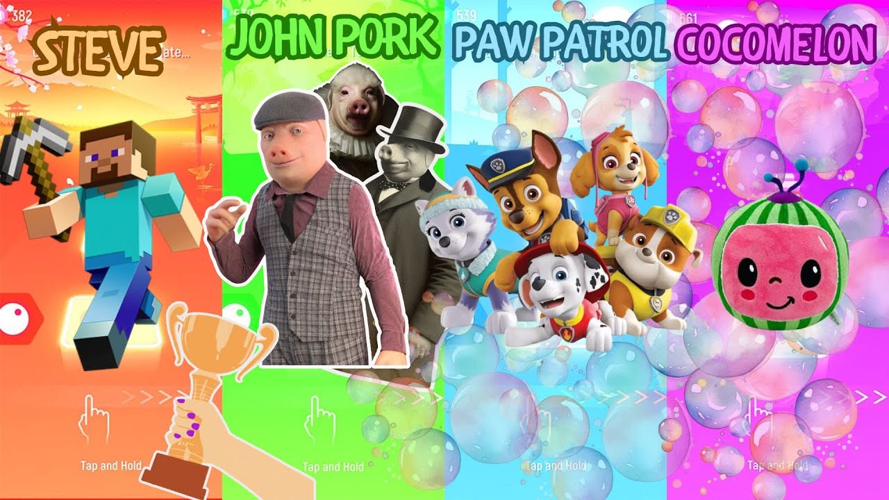 Who will win? - Steve Minecraft vs John Pork vs PAW Patrol vs Cocomelon ...