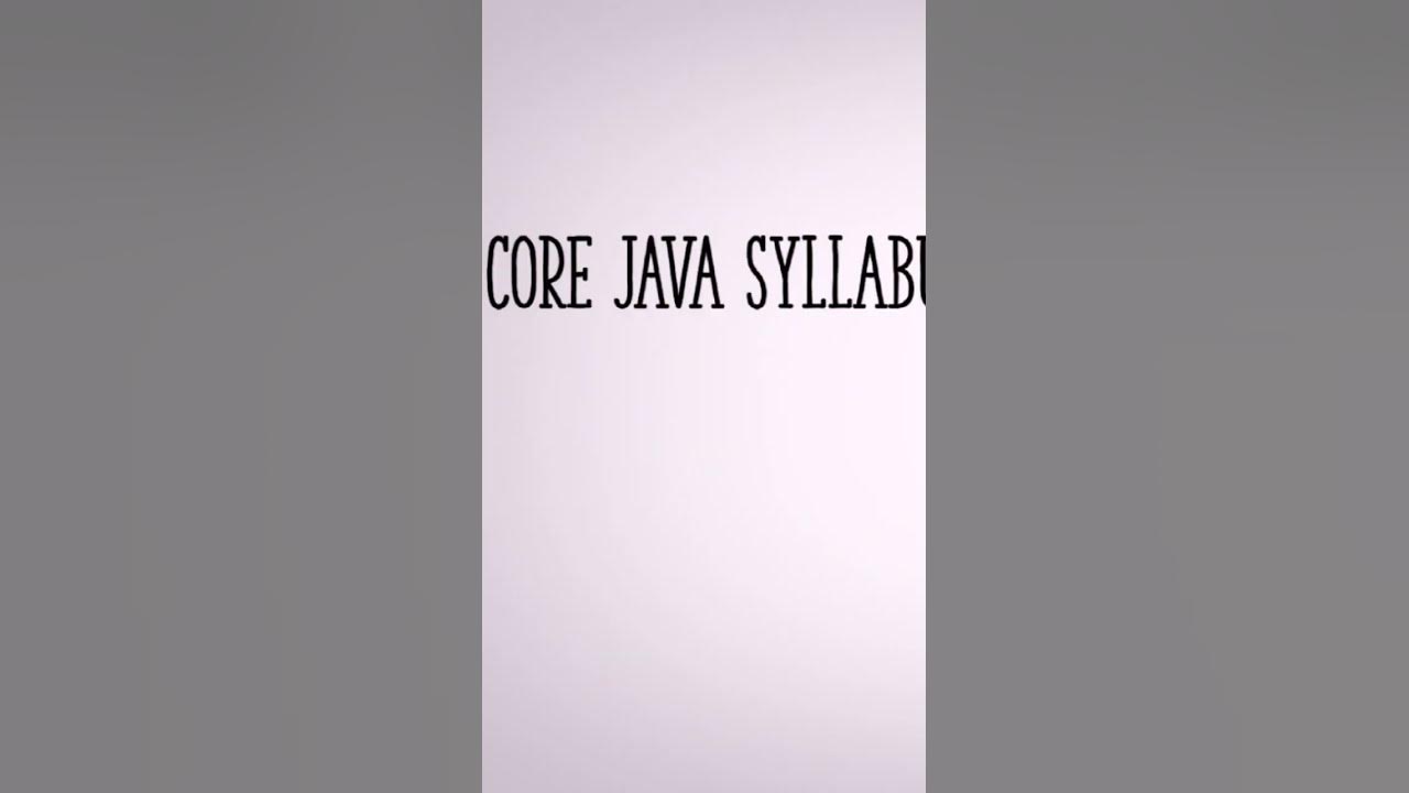 Core Java Syllabus Youtube