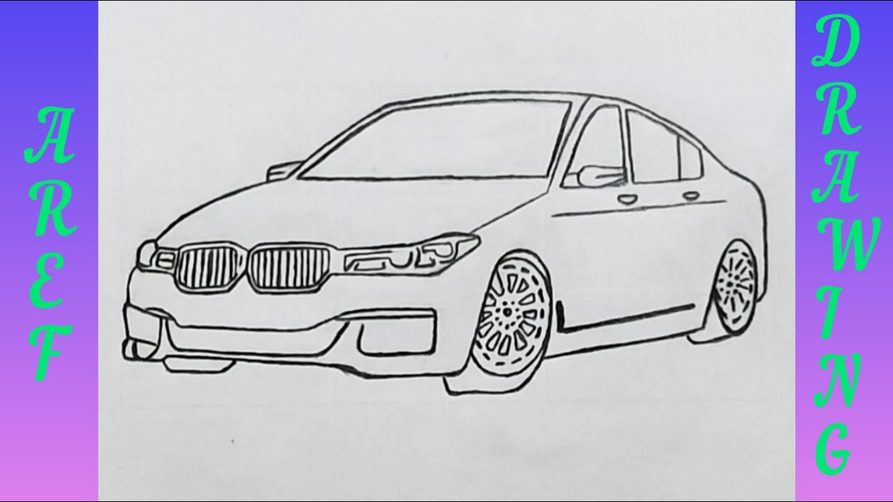 BMW drawing step by step |easy drawing a car for beginners ...