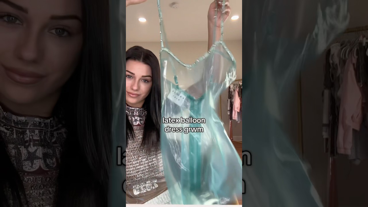 Wearing a completely clear latex dress for a pool party - YouTube