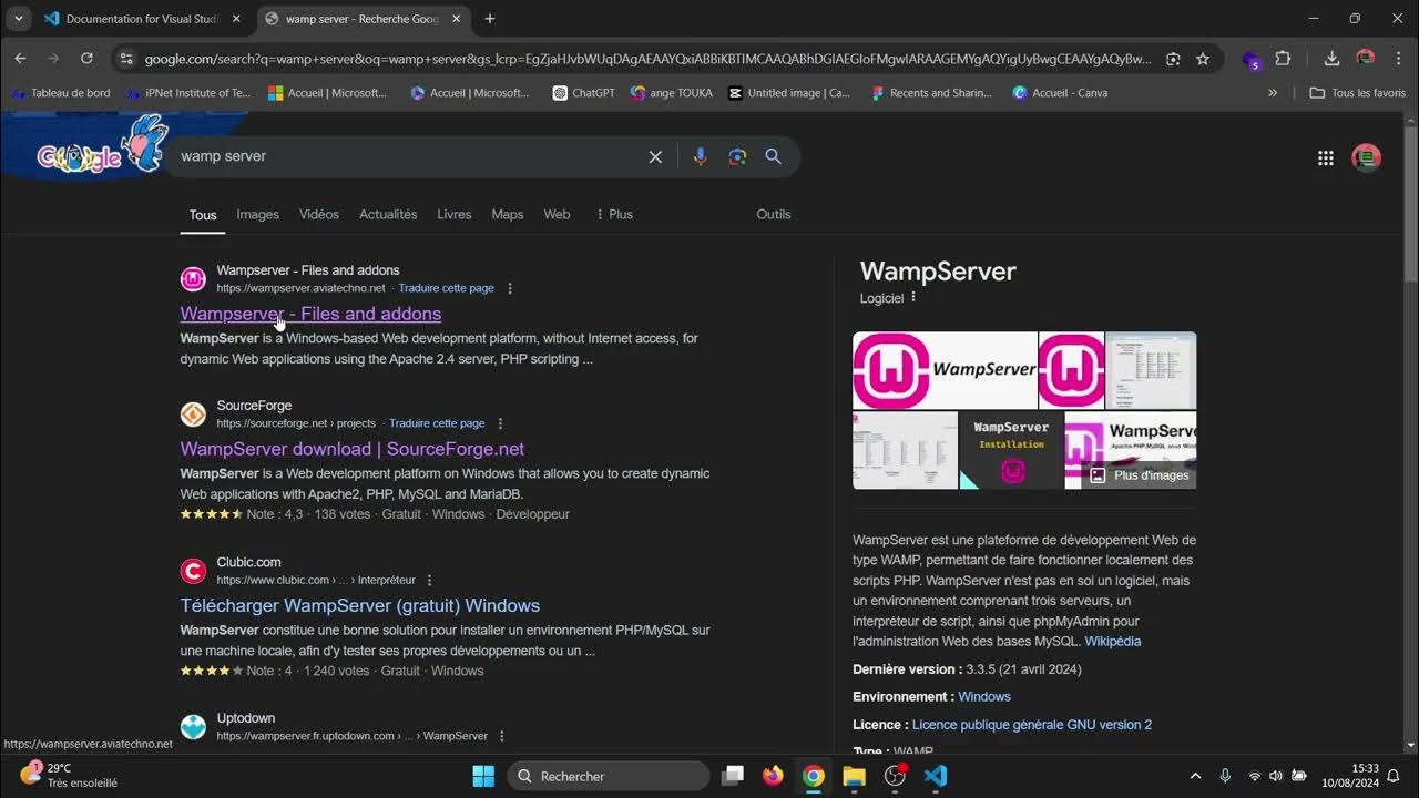Télécharger les outils nécessaires pour coder en PHP (Visual studio code, WAMP) - YouTube