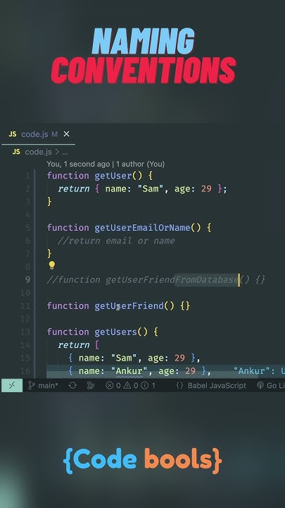 Javascript Naming Conventions Conventions Coding Javascript Shortes Youtube