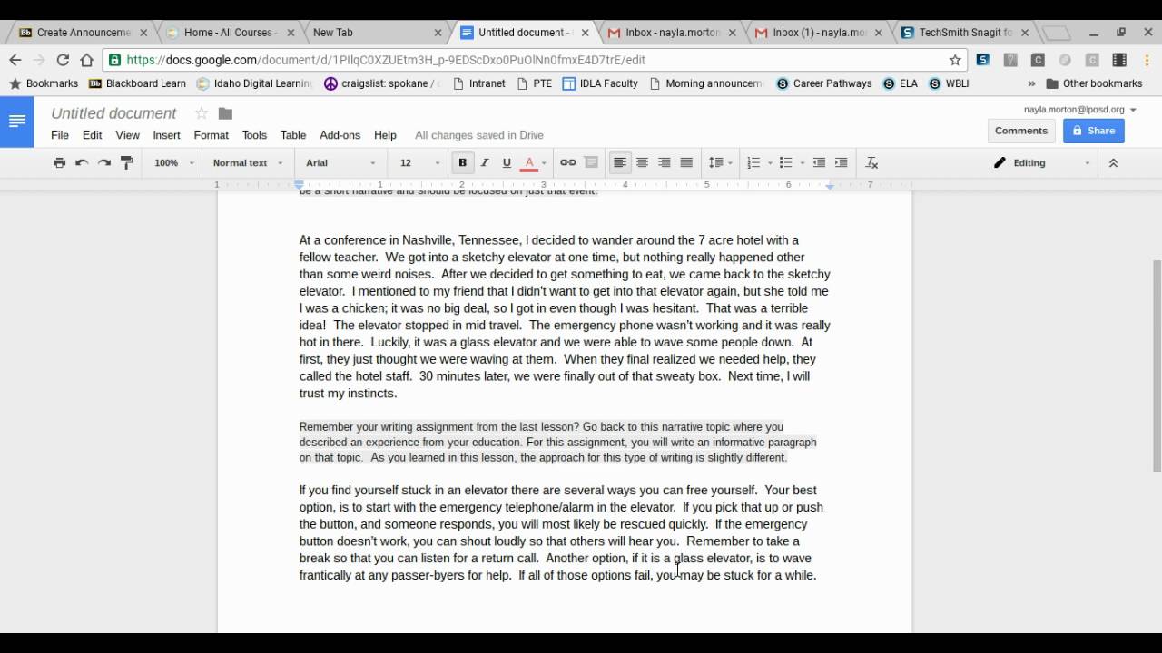 Narrative and Informative Paragraph Example - YouTube