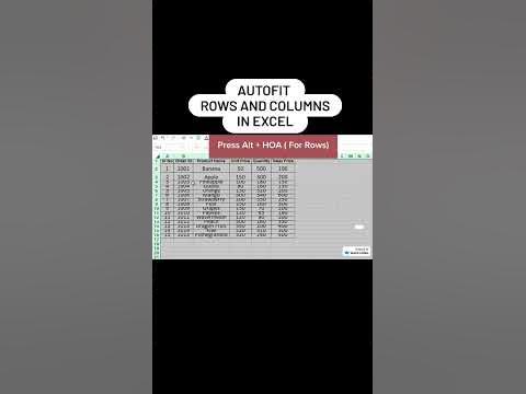 Keyboard Shortcut (AutoFit Rows and Columns in Excel) #shortcut#shorts#excel#tricks ...