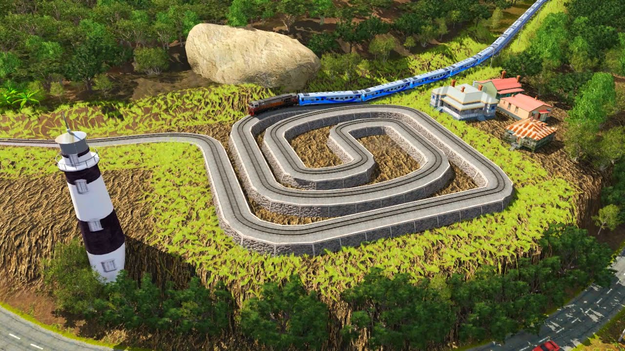 Very Dangerous Sharp Bending Labyrinth Train Track🚦3 Shaking Trains⚠ ...