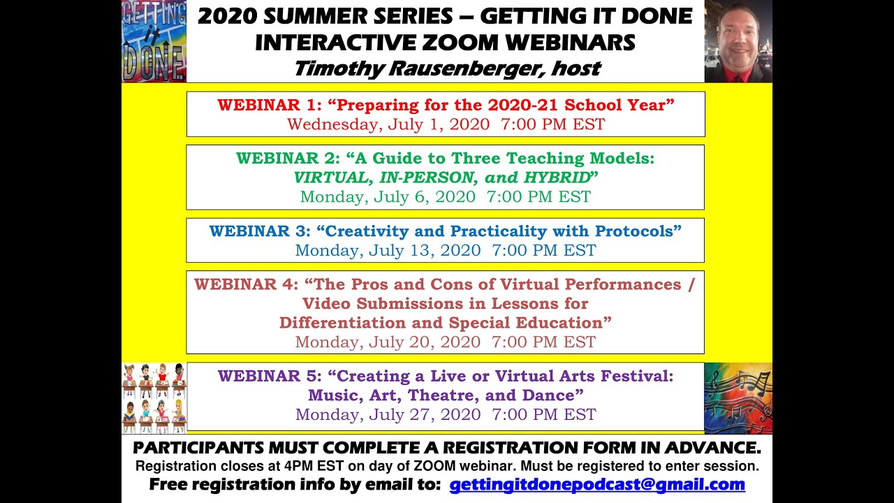 2020 SUMMER ZOOM WEBINAR SERIES (Music, education, arts, theatre ...