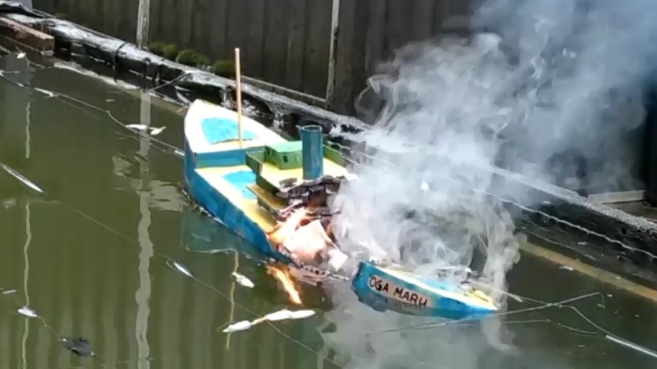 Cardboard Ship Battle: Battleship California Versus Merchant Ship Oga ...