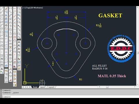 HOW TO DRAW GASKET IN AUTO CAD (EXERCISE 11) - YouTube