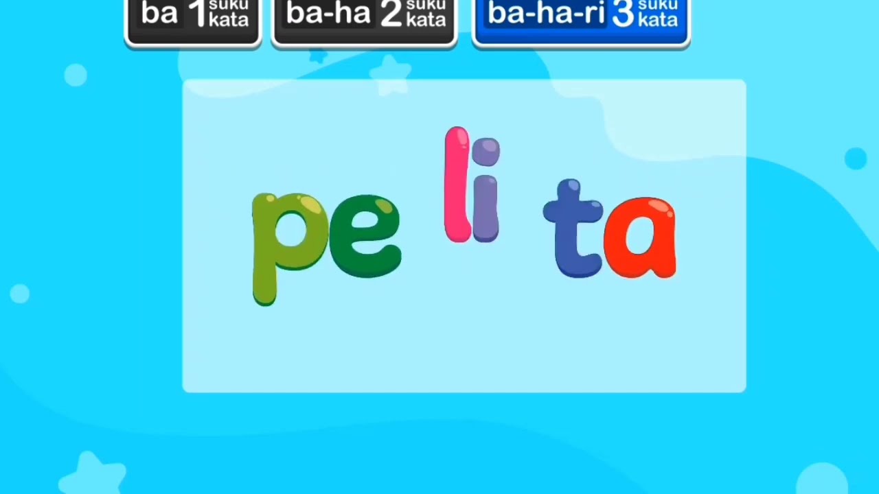 Pelajaran anak paud & tk belajar membaca 3 suku kata - YouTube