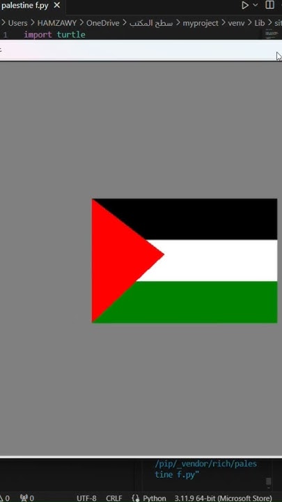 Drawing the Palestinian flag using python | رسم علم فلسطين بلغه ...