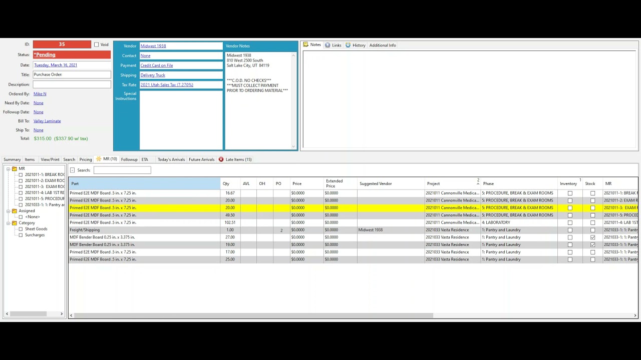 How to designate a part as inventory in Crows Nest - YouTube