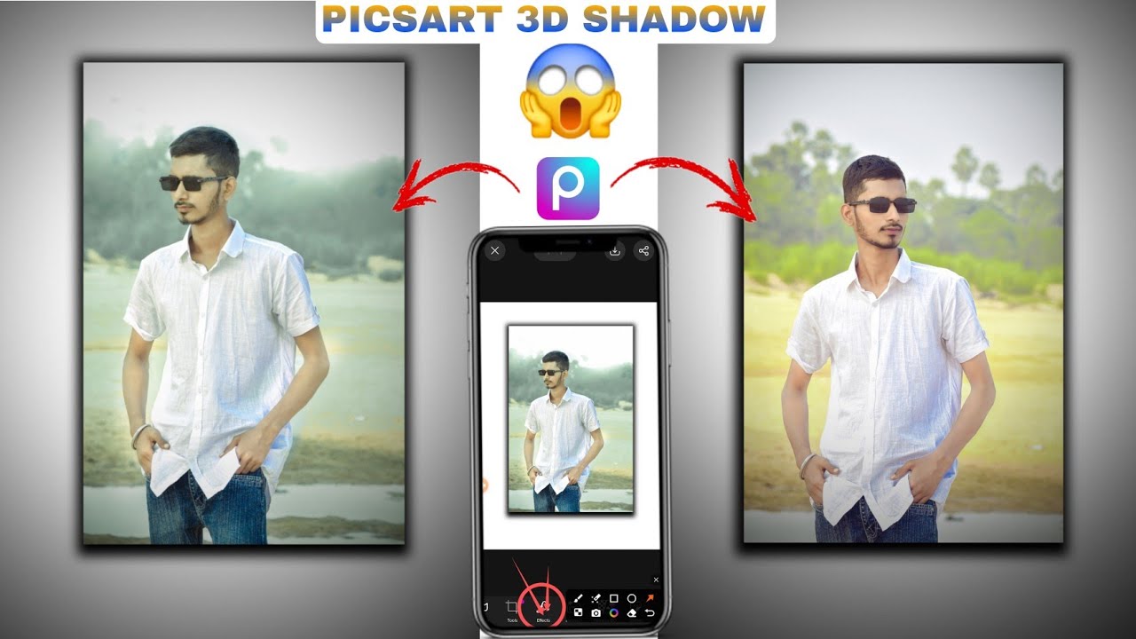 Black Shadow Photo Editing In PicsArt || How To Make 3d Shadow ...