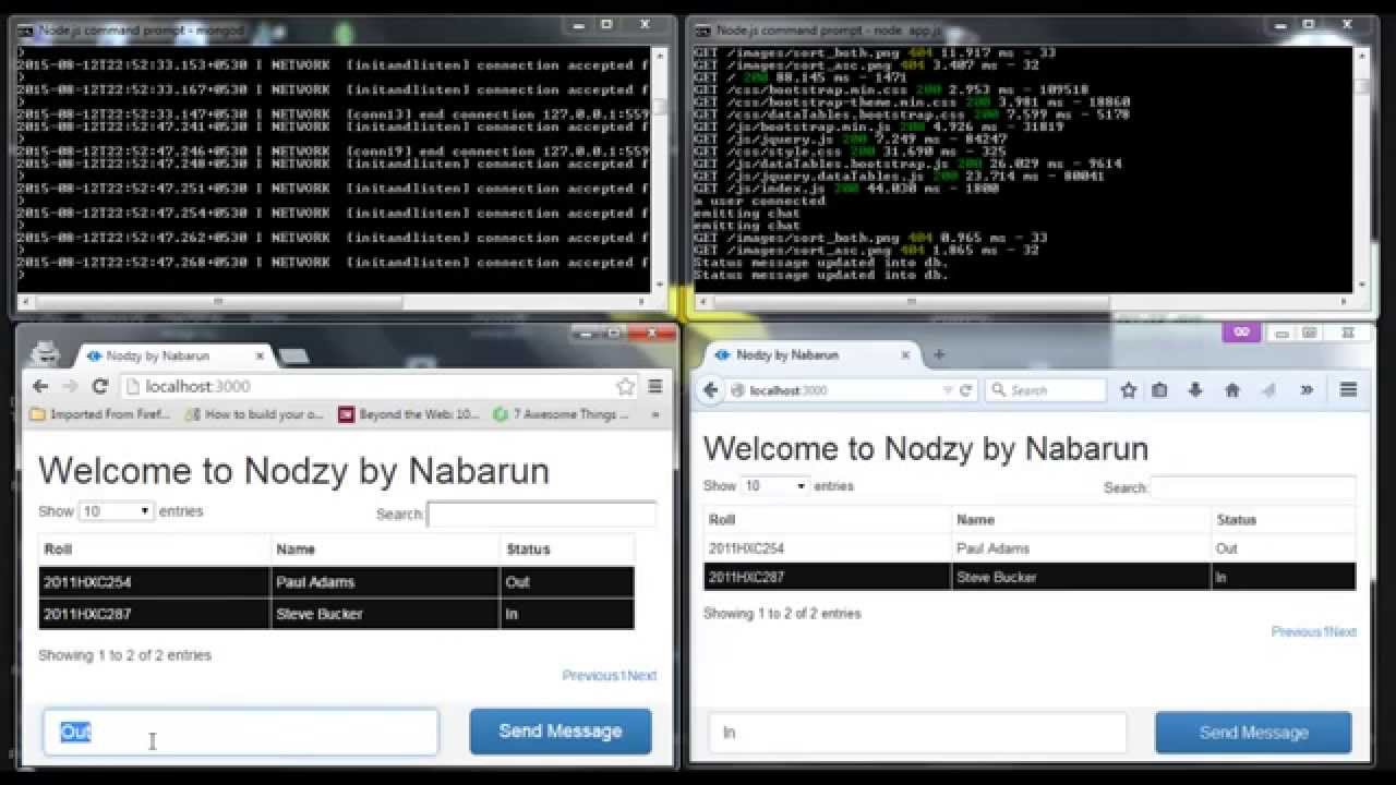 Nodejs Basic Real Time Application On Datatables With Mongodb By Nabarun Sarkar Youtube