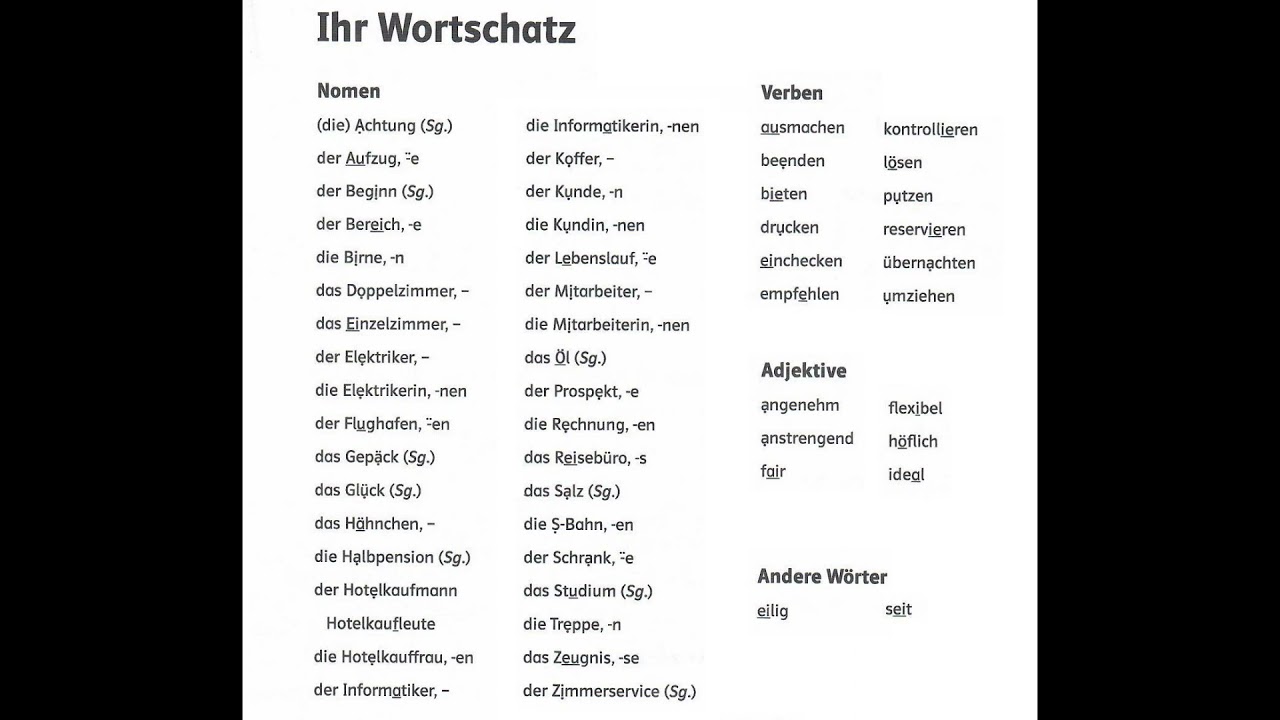 A1 - Linie 1 - Kapitel 14 - Wortschatz - YouTube