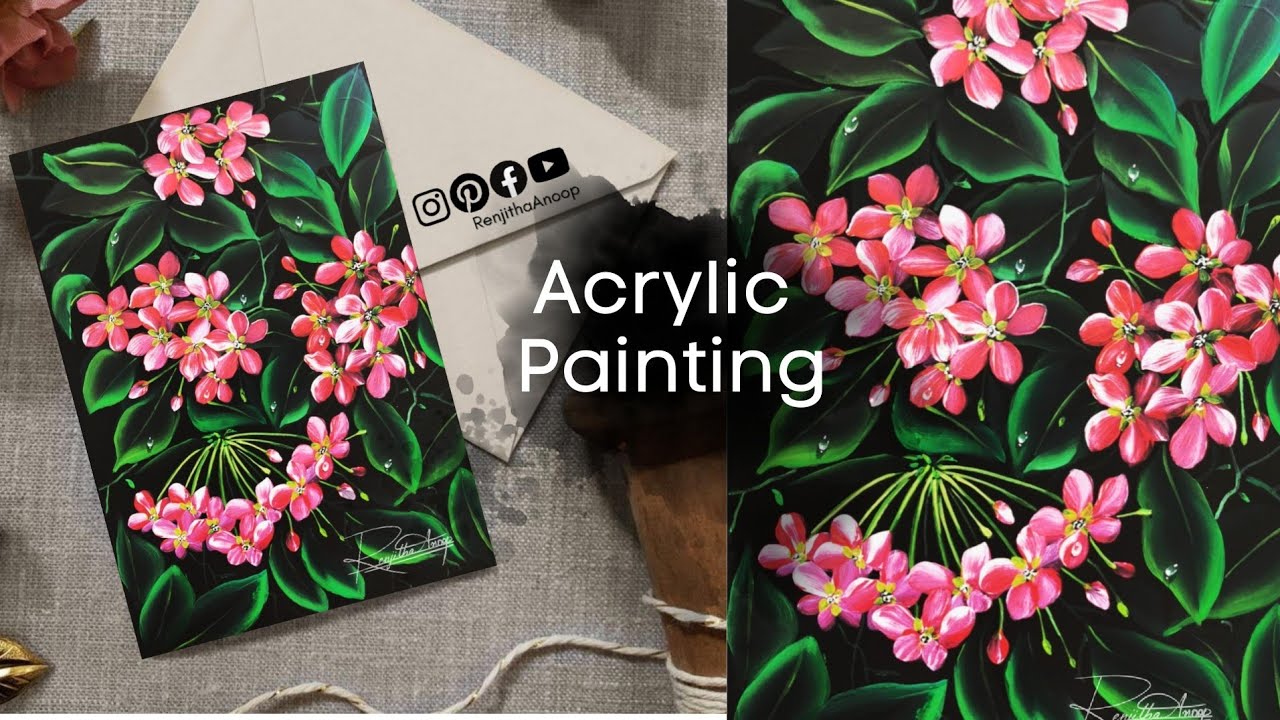 Vivid Flower Painting SPRING flowers acrylic painting - YouTube