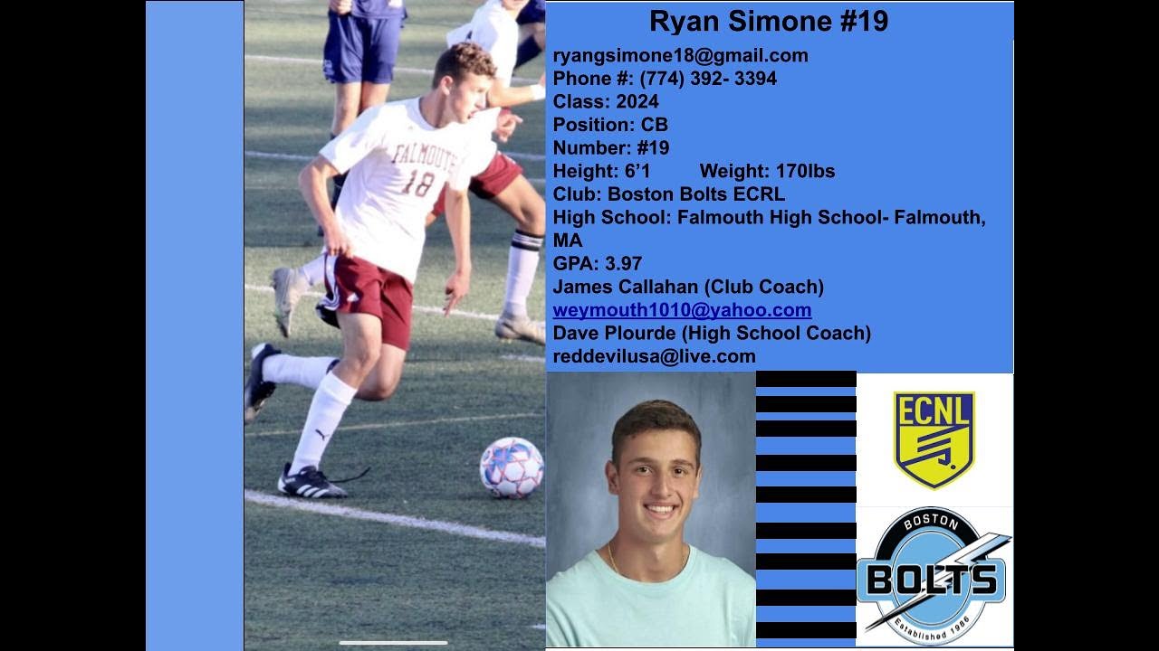 Ryan Simone 2024 CB 6'1 170lbs Boston Bolts ECRL Long Island Weekend ...