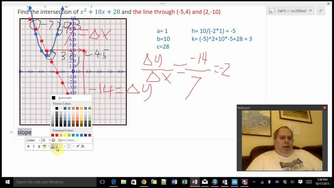 Quadratic Line Intersection for Precalculus - YouTube