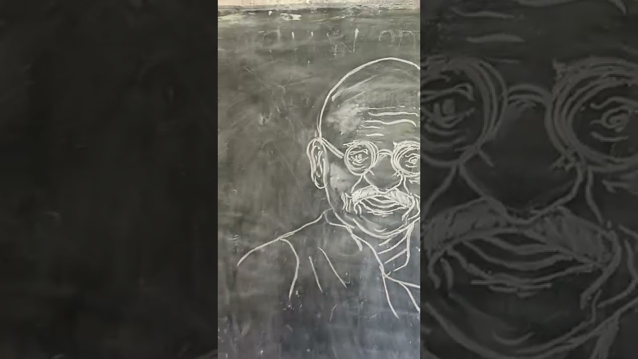 Different Chalk Art Of Mahatma Gandhi Youtube