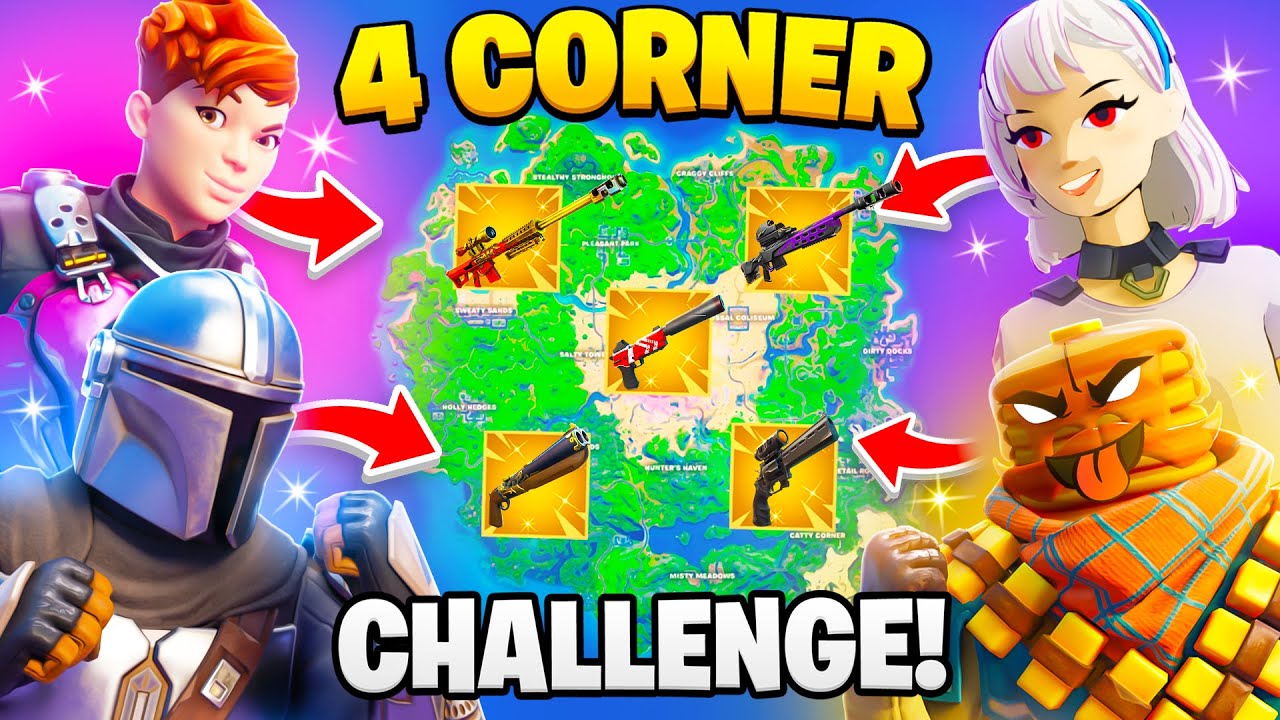 The 4 CORNER EXOTIC MYTHIC BOSS Challenge in Fortnite (Lexa, Reese ...