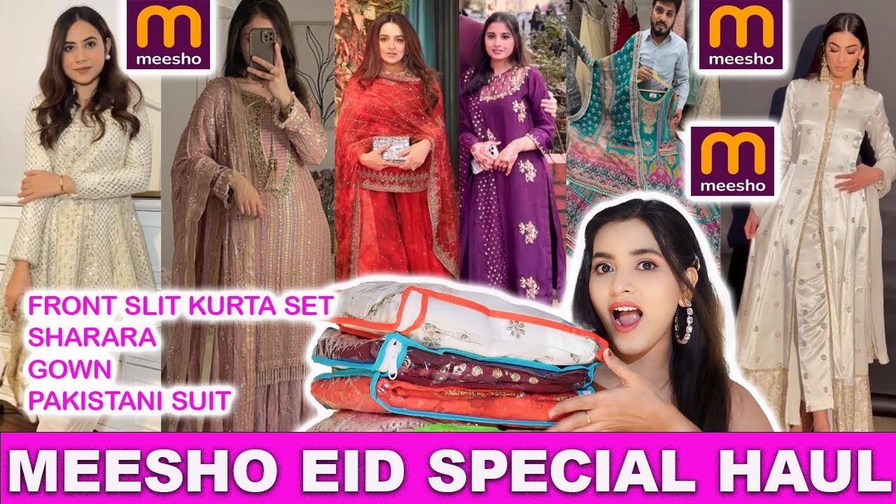 Meesho Partywear Sharara Set || Eid 🌙 Special Kurta Set With Front Slit ...