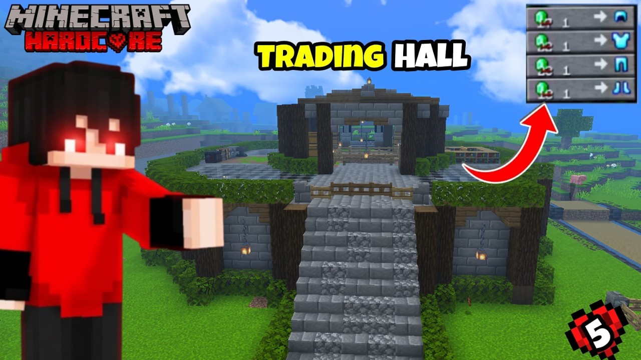 I Built An Ultimate Trading Hall In Minecraft Hardcore...! - YouTube