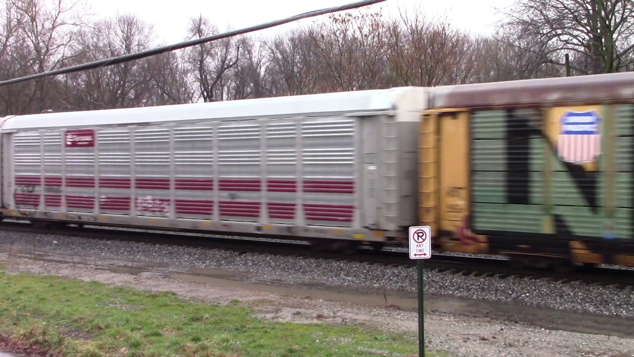 NORFOLK SOUTHERN GE AC44C6M Northbound Auto Rack Train - YouTube