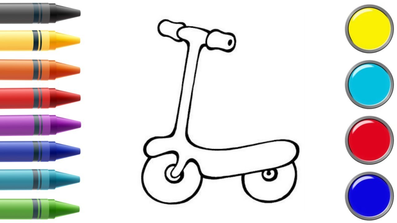 Scooter drawing , coloring and painting for kids & toddlers | easy ...