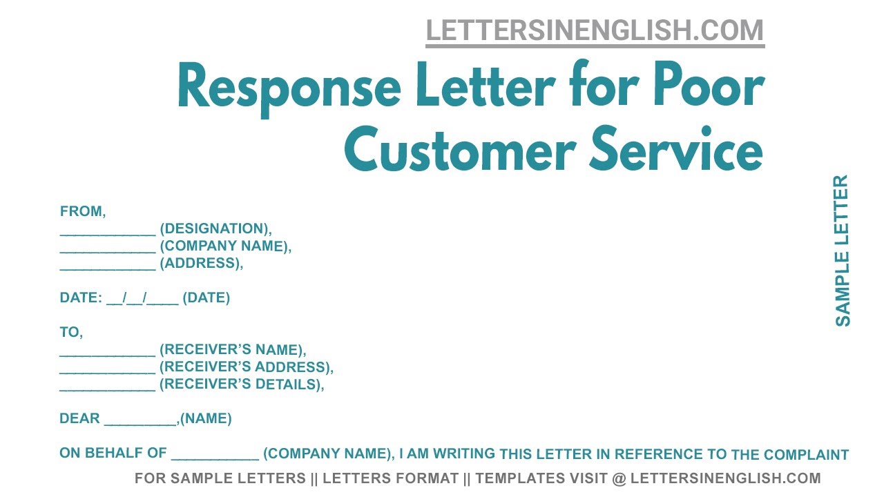 Response Letter For Poor Customer Service - Sample Response to ...