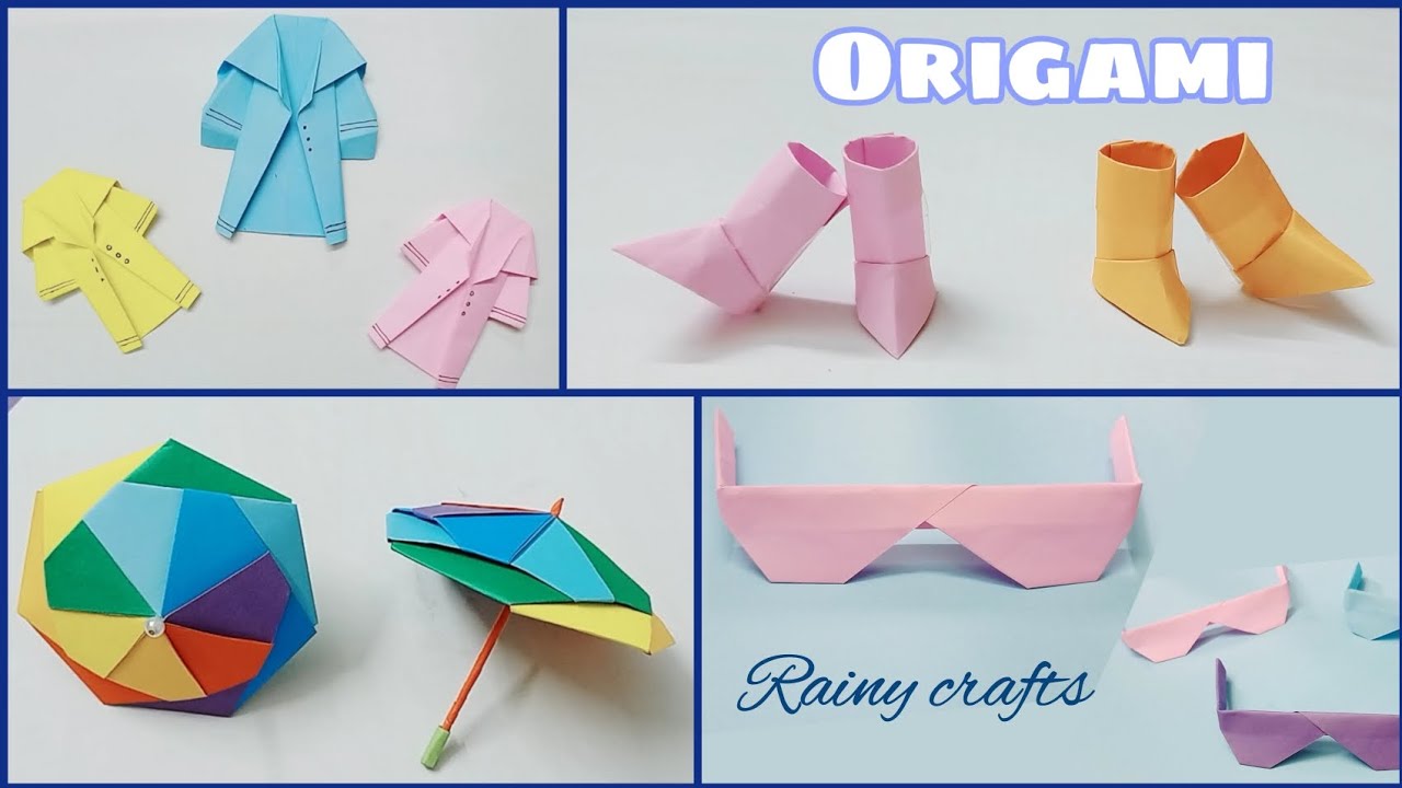 How to make Origami paper Rainy crafts for kids(Origami umbrella☔ ...